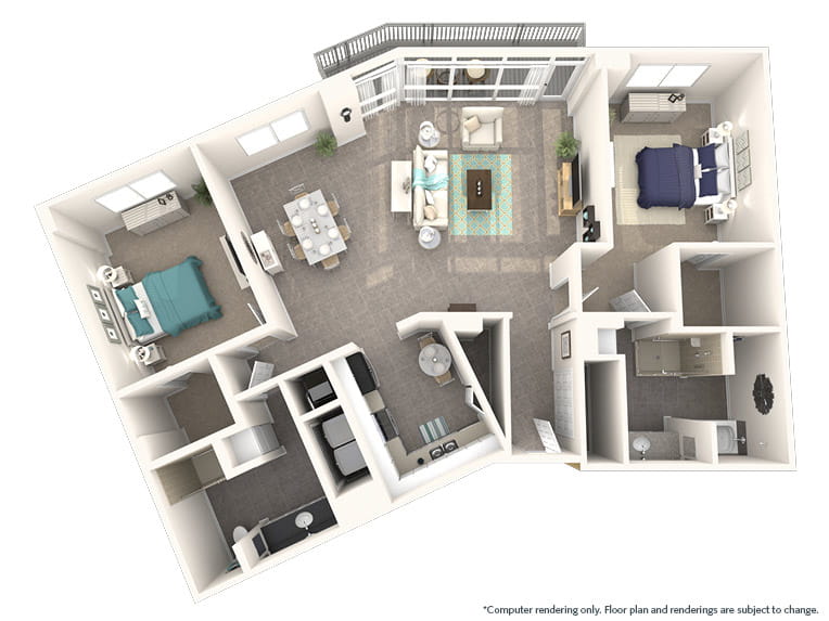 2-BR Azteca Floor Plan | Vi at La Jolla Village