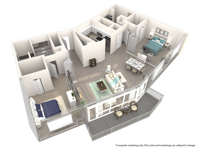 2-BR Azteca Floor Plan | Vi at La Jolla Village