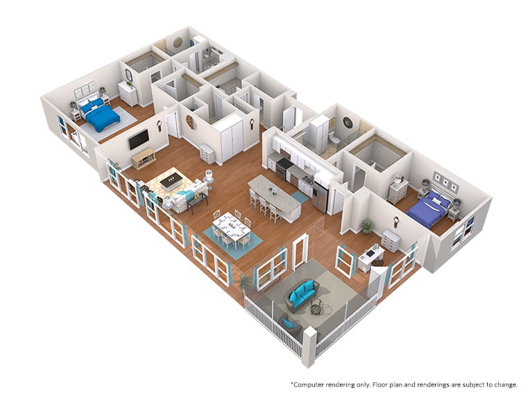 2-BR With Den Verawood Floor Plan | Vi at Bentley Village