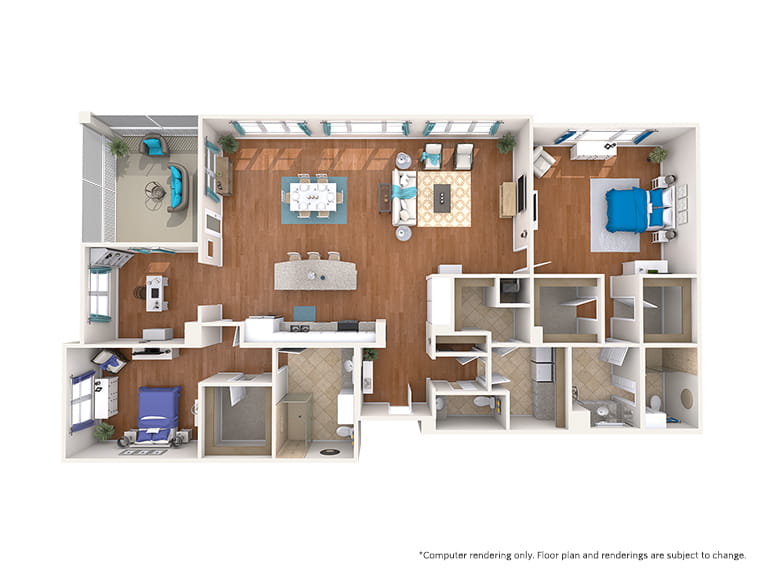 2-BR With Den Verawood Floor Plan | Vi at Bentley Village